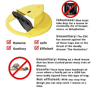 DOMICLI 2 Pack Mouse Trap Bucket Lid with Gloves - 5 Gallon Bucket Compatible, Indoor Outdoor Reusable Catch and Release Mice Traps, Mouse Catching Tool, Trap Door Style, Auto Reset