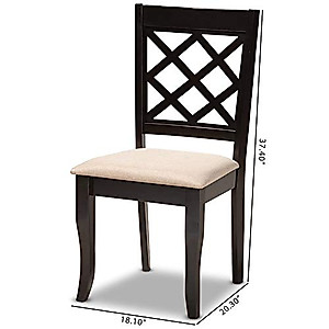 BOWERY HILL 17.9" Modern Oak Wood Dining Chair in Espresso/Beige (Set of 4)