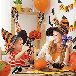 Yuxung 6 Rolls 30 Yards Halloween Wired Edge Ribbon for Wreaths Bat Spider Web Pumpkin Print Grosgrain Ribbon Ghost Witch Hat and Leg Ribbon Halloween Party Decorative Ribbon Supplies