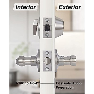 Keyed Alike Front Door Lever Lockset with Single Cylinder Deadbolt Combination Set, Exterior Door Knob with Lock and Deadbolt, Satin Nickel Finished, 2Sets