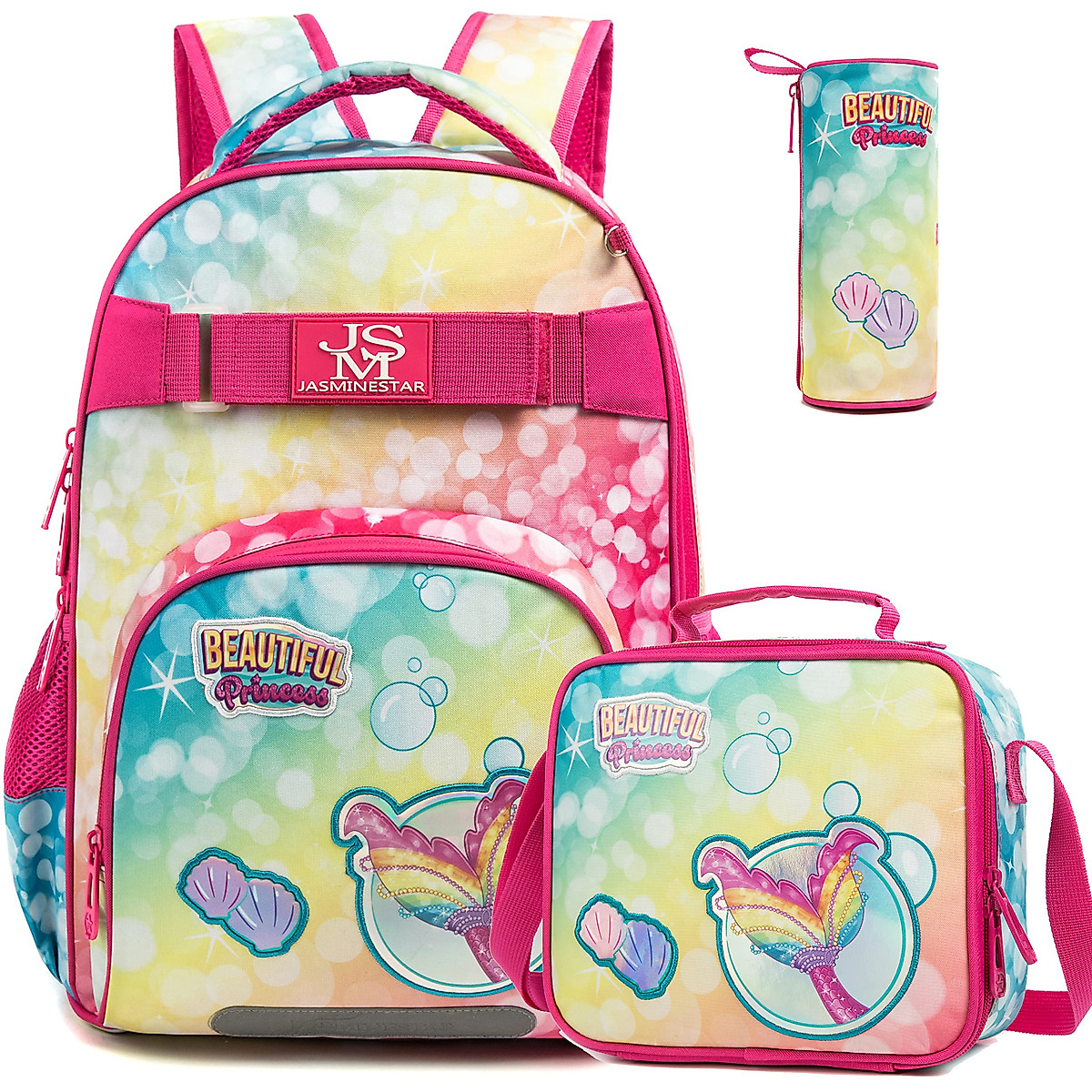 School Girls Boys Kids Backpack for Preschool Kindergarten Elementary School Backpack for Girls Boys Kids Lightweight and Multi functional Heavy Duty carry on Backpack with Lunch Bag Mermaid