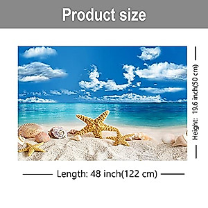 ELEBOX Fish Aquarium Background Starfish Blue Sky Beach Shell Seaweed Fish Tank Poster Background 19" x 48"