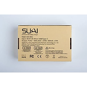 SUKAI Rechargeable AA Batteries with Charger, 8 Count 2800mAh High Capacity and Low-self Discharge 1.2V Ni-MH Double A Batteries, with Smart Battery Charger for AA AAA, USB or Type-C Fast Charging