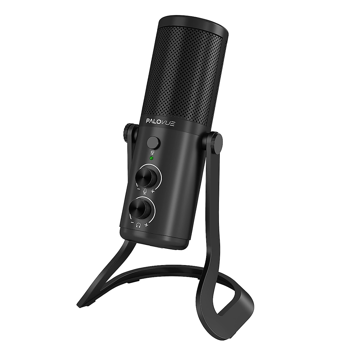 PALOVUE USB Computer Microphone, Condenser Microphone for PC, Gaming, Podcast, with Noise Cancelling Instant Mute, Volume Control, Headphone Output Streaming Mic for Recording Vocals YouTube