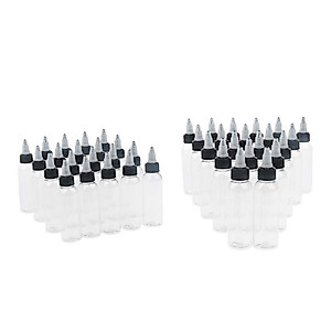 Bonarty 40 x Plastic Squeeze Squirt Condiment Bottles with Twist on Cap Lids - Perfect for BBQ, Condiments, Dressing, Arts and Craft (60ml)