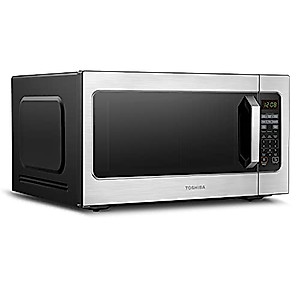 Toshiba ML-EM62P(SS) Large Countertop Microwave with Smart Sensor, 6 Menus, Auto Defrost, ECO Mode, Mute Option & 16.5" Position Memory Turntable, 2.2 Cu Ft, 1200W, Stainless Steel