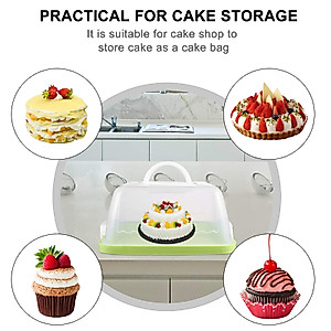BESTOYARD Cake Carrier 10x5 Inch Cupcake Storage Container Green Square Macaron Box with Handle Portable Pie Saver Travel Platter for Bakers Chefs Caterers