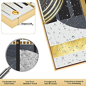 MOUDAMION Black Gold Canvas Wall Art, 3Pcs Large Abstract Canvas Wall Art Gold Frame Wall Quotes Painting Luxury Nordic Art Poster for Living Room Office 24x36inch