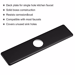 COOLWEST 10 Inch Hole Cover Deck Plate Stainless Steel Black Square Escutcheon Plate for 1 or 3 Hole Kitchen or Bathroom Sink Faucet Tap Cover Plate