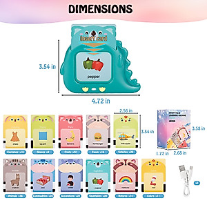 BubbleBash Preschool Learning Flashcards Machine, Dinosaur Design with 224 Words, Teal