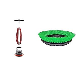 Oreck Commercial ORB550MC Orbiter Floor Machine, 13" Cleaning Path, 50' Cord and 237057 Crimped Polypropylene Scrub Orbiter Brush, 12" Diameter, 0.015" Bristle Diameter, Green, For ORB550MC Orbiter Floor Machine bundle