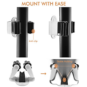 Adhesive Broom Holder Wall Mount - 9 Pack White Mop Hanger Cleaning Tools Handle Grippers Organizers - Heavy Duty Metal Broom Clip Hooks for Laundry Room Utility Closet Garage Garden Bathroom