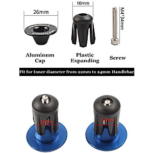 1 Pair Aluminum Bike Handlebar End Plugs Expanding Locking Bar End Caps for Road Bike Mountain Bike MTB BMX Fixie Bar End for Handlebar Grip (Red)