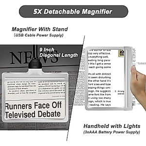 4X Magnifying Glass with Light and Stand, 36 LED Flexible Gooseneck Magnifying Desk Lamp, Ajustable Brightness Large Page Magnifier for Reading, Sewing, Crafts, Painting, DIY & Close Work Silver