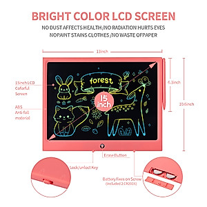 LCD Writing Tablet for Kids, 15 Inch Electronic Erasable Drawing Tablet, Toddler Learning Educational Toys Christmas Birthday Gifts for Kids Age 3+