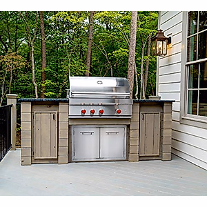 AdirHome 33" Stainless Steel Grill Double Access Double-Face Door With Towel Holder - Easy Install Heavy Duty Stainless Steel Rust Resistant Access Door with Chromium Plated Handle (Horizontal Handle)