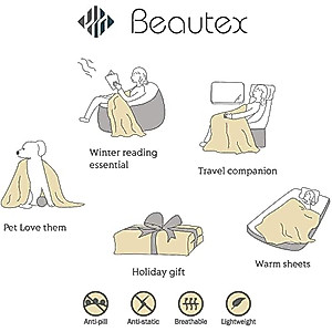BEAUTEX Fleece Throw Blanket for Couch Sofa or Bed Throw Size, Soft Fuzzy Plush Blanket, Luxury Flannel Lap Blanket, Super Cozy and Comfy for All Seasons (Graphite, 50" x 60")