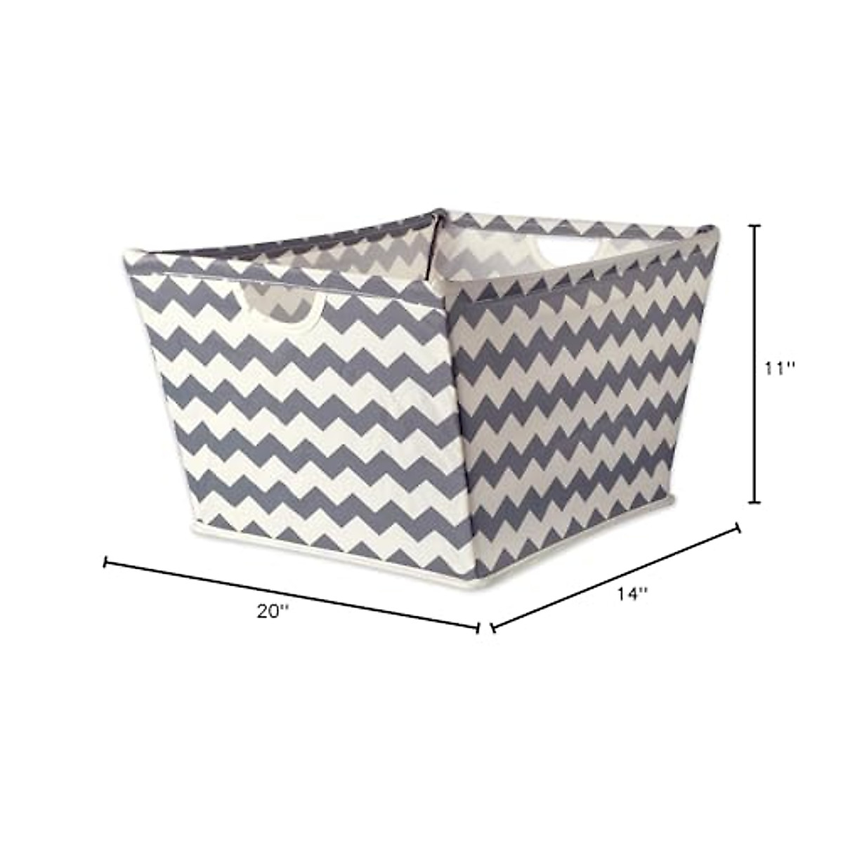 DII Collapsible Polyester Storage Bin, Trapezoid Chevron, Gray, Large