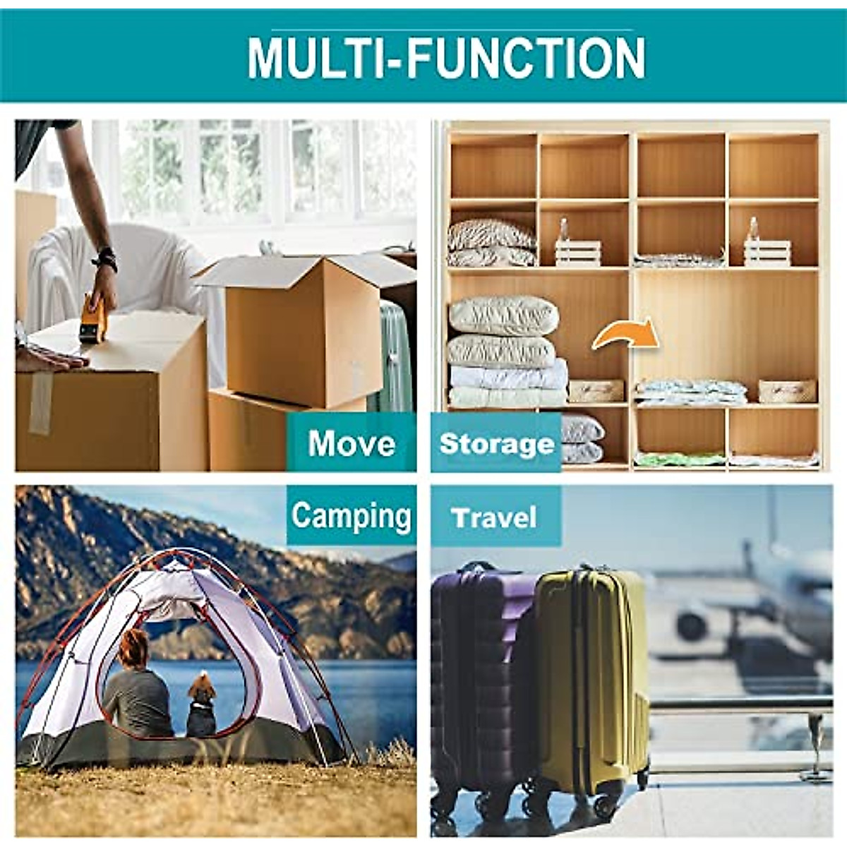 PicoHemmo Vacuum Storage Bags 10-PACK for Travel Packing Space Saver Bags for Comforters Blankets and Pillows Sealler Bags Hand Pump Included(S*2+M*3+L*3+J*2)