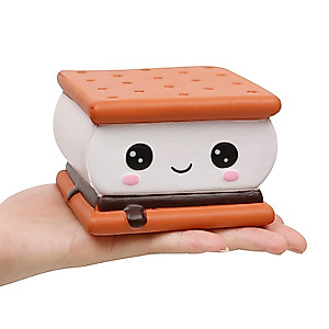 Anboor Squishies Smore Slow Rising Squishy Toy for Kids Soft Cookies Sandwich Scented Stress Relief Realistic Food Cute Squeeze Squish Toy