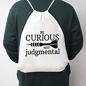 TOBGBE Ted TV Show Drawstring Backpack Be Curious Not Judgmental Bag Sport Gym Sackpack Water Resistant String Bag Soccer Lover Gift (Not Judgmental DB)