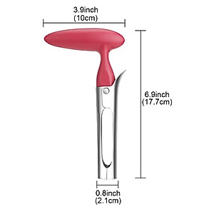 Asdirne Premium Apple Corer, Food-Grade Stainless Steel Blade, Sturdy Ergonomic Handle, Easy to Use, Sharp and Durable, for Removing Cores of Apples and Pears, 6.9Inch, Red