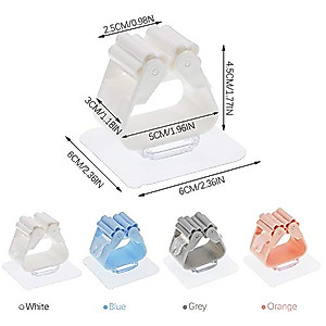 LZYMSZ 8PCS Mop Broom Holder, Self Adhesive Reusable Wall Mounted Storage Rack, 4 Colors No Drilling Broom Gripper Holder for Kitchen Bathroom Garden Laundry Door Wardrobe Garage Toilet