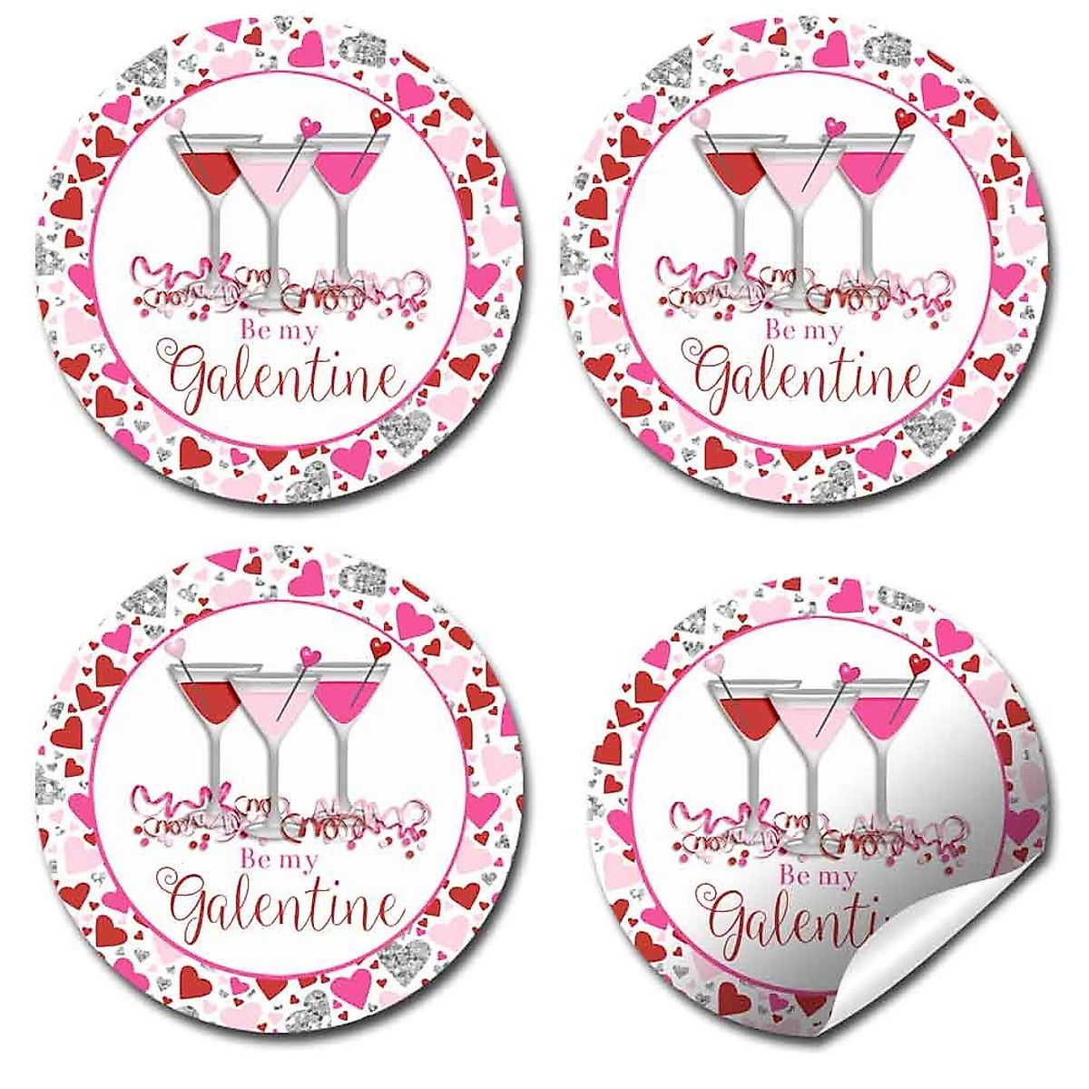 Gal Pal Girlfriend Galentine Valentine Party Favor Sticker Labels for Women, 40 2" Party Circle Stickers by AmandaCreation, Great for Classroom Valentines, Envelope Seals, Gifts & Treats