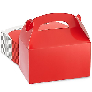Juvale 24 Pack Red Gable Boxes for Candy, Goodie Gift Box with Handles for Treats (6.2 x 3.5 x 3.6 In)
