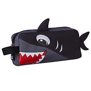NOHOO Pencil case, funny Animal Print Pencil bag for kids, Lightweight Portable pencil pouch with Zipper for Girls Boy Students Teens Adults School office Travel Holder Box - Grey Shark
