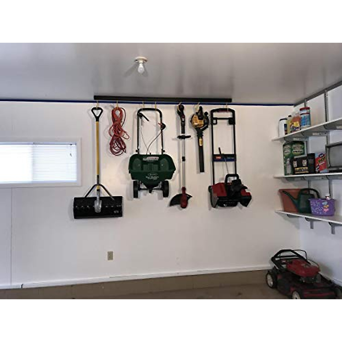 Titan Track Adjustable Overhead Garage Ceiling Storage Rack (74" Length) Holds 50lbs. per Hook, Plus 1 Additional Hook per Track Free