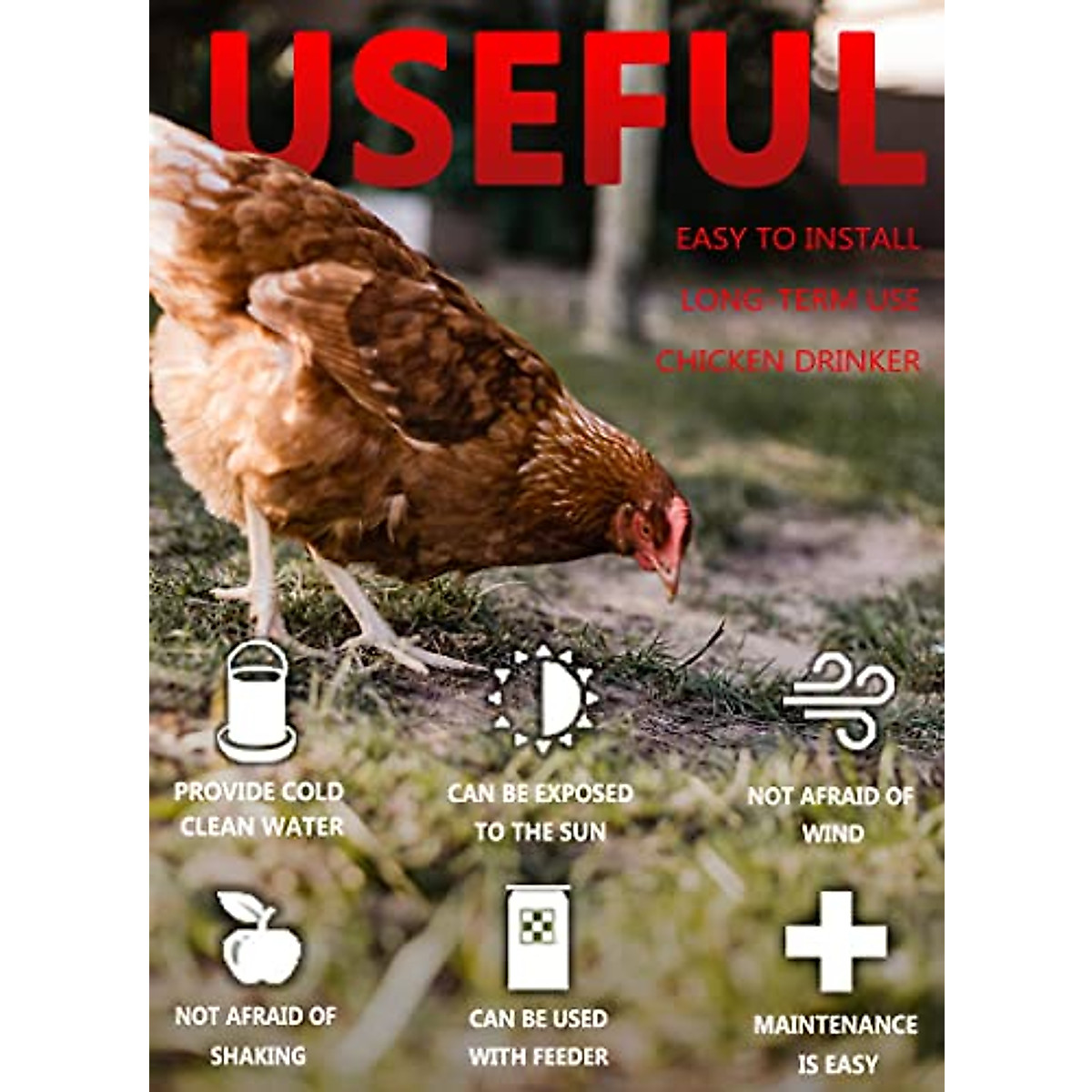 Hfarming Chicken Waterer Cups, Pack of 6 Chicken Waterer PVC Tee Fittings, with 1/8 Inch FTP Threads, Automatic Chicken Waterer for Chicken Ducks Quail Bird