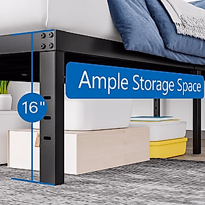 COMASACH California King Bed Frame 16 Inches Tall, Heavy Duty Metal Platform Bed Frame,Sturdy Steel Frame,Support up to 3500lbs,No Box Spring Needed,Noise-Free, Easy to Assemble