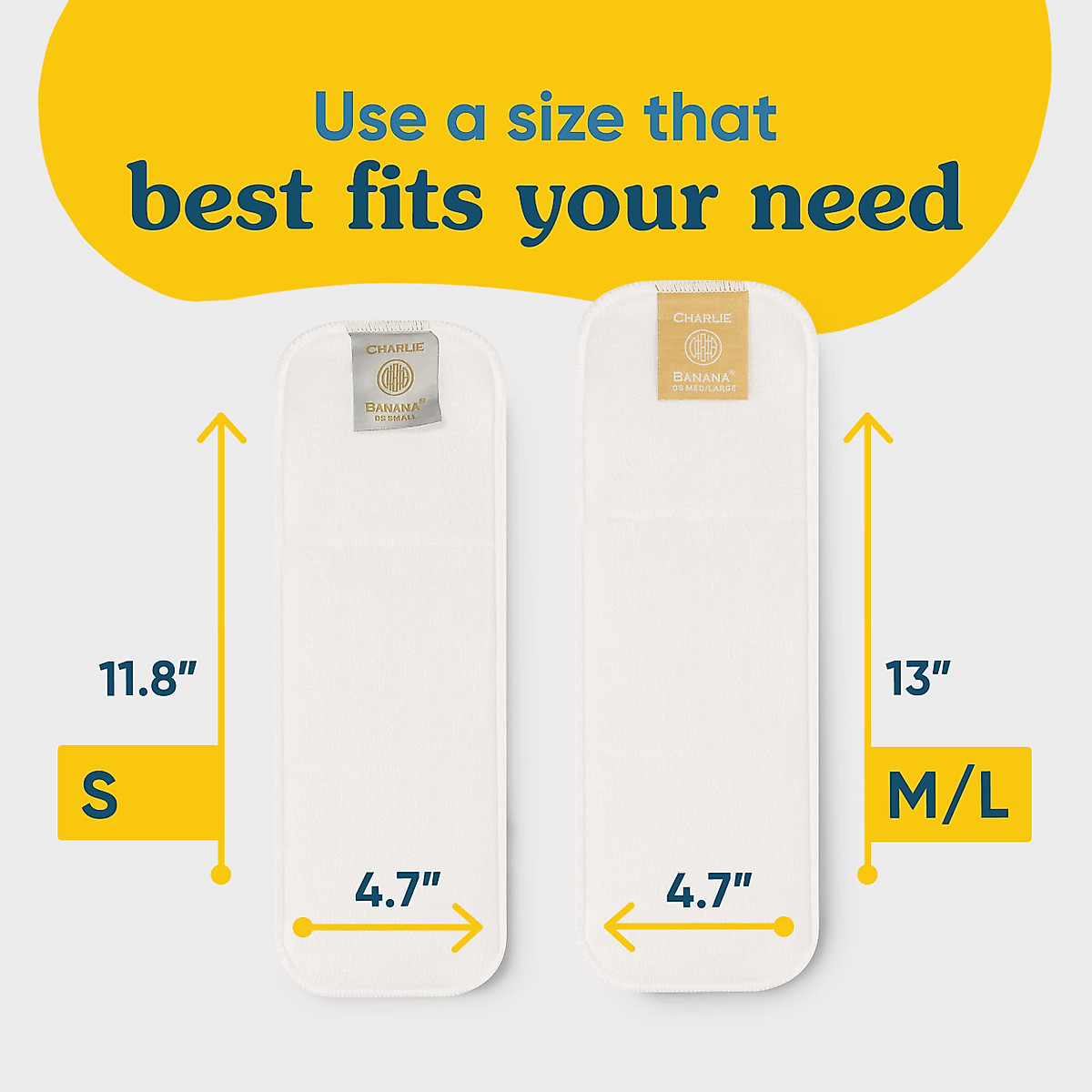 Charlie Banana Baby Super Absorbent Hemp Reusable and Washable Diaper Insert, One Size, 3-Pack, Small