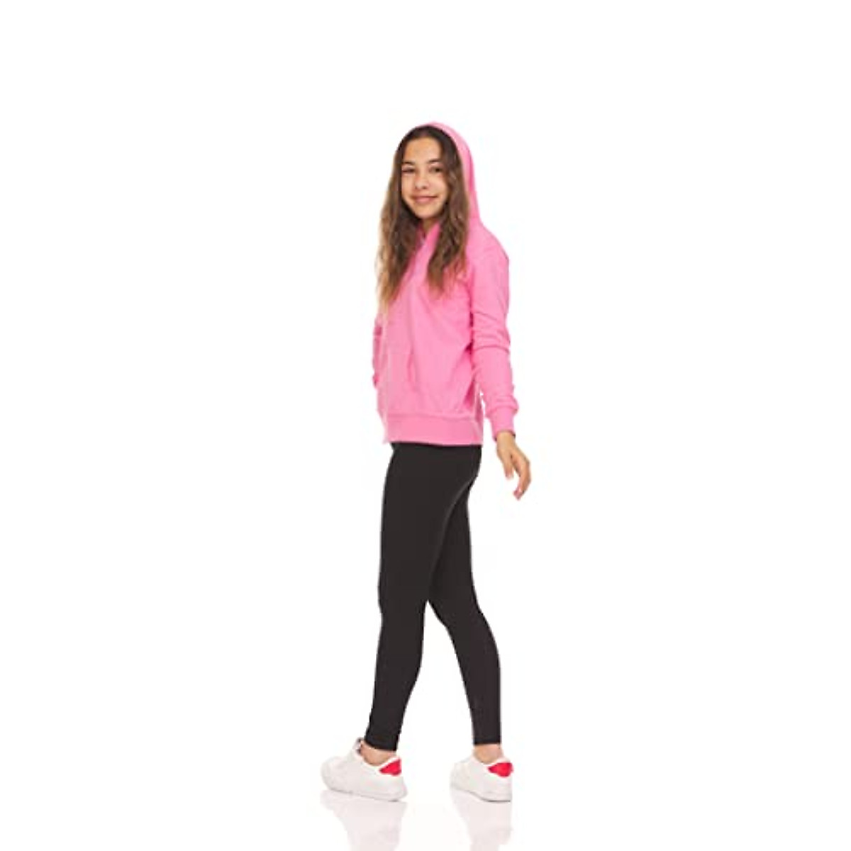 Big Girls Zip Up Hoodie, Kids Full Zipper Hooded Fashion Sweatshirt, Warm Basic Casual Clothing & Dance Wear, Pink/L 14