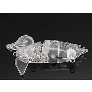 2Jointed Duck Bait 5PCS Blank Unpainted top Water Fishing Lures Topwater Swimbait Clear Hard Duck 8374# with Free Eye