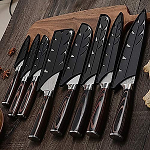 KEPEAK Kitchen Knife Sets 8 piece, 3.5-8 Inch Chef Knives High Carbon Stainless Steel, Pakkawood Handle, Ultra Sharp Cooking Knife for Vegetable Meat Fruit