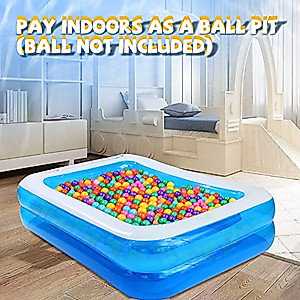 Large Inflatable Swimming Pool for Kids Adults Family Water Toys, Fishing Pond, Play Center, Ball Pit Summer Water Game Play Center for Indoor Outdoor Garden Yard 120"x75"x20"Kiddie Pool for Ages 6+