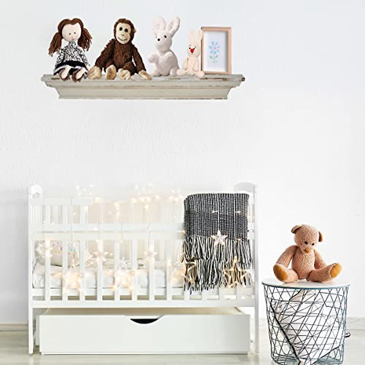 DQ DQ HOME DECOR Cheyenne Wall-Mount Display Shelf, Wall Shelves Organizer for Bedrooms, Hallways, Stairways, Entryways, Kitchens, and Bathrooms, Distressed White 36IN