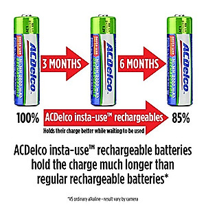 Powermax ACDelco Rechargeable Batteries, 4 Double AA and 4 Triple AAA, Insta-Use Battery Pack, Precharged