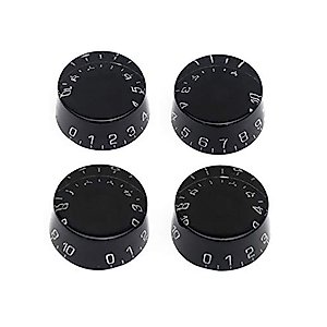 Metallor Electric Guitar Top Hat Knobs Speed Volume Tone Control Knobs Compatible with Les Paul LP Style Electric Guitar Parts Replacement Set of 4Pcs Black.