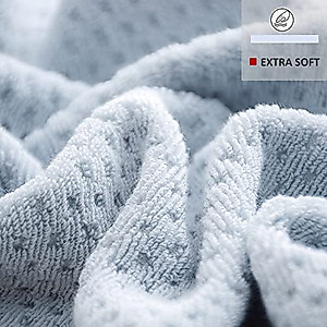 ANEWAY Hand Towels for Bathroom 100% Cotton Soft Absorbent Hand Towel Set, 13 x 29 Inches (Cerulean Blue, 4 Pack)