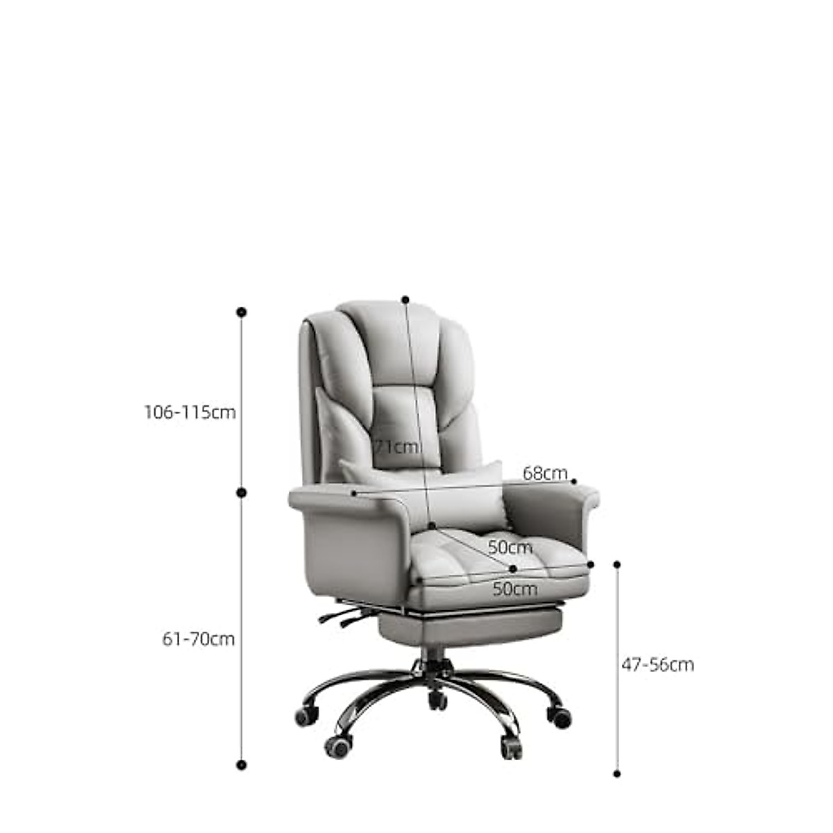 FrYsky Home Office Desk Chairs, Swivel Chair Leather Sofa Chair Reclining Leisure Chair Home Office Computer Lift Swivel Chair (Color : Off-White, Size : Foot Pedal)