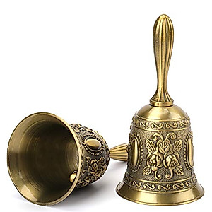 Suwimut 2 Pack Hand Bell, Multi-Purpose Brass Service Call Bell for Wedding Decoration, School, Church, Classroom, Bar, Alarm and Home Decoration