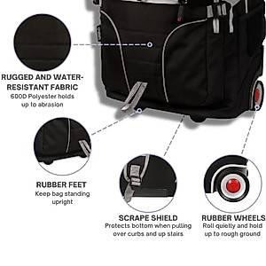 J World New York Lunar Rolling Backpack, Laptop Bag with Wheels, Black, 19.5"