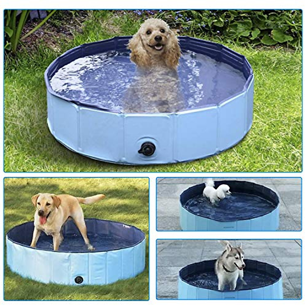 Homend PVC Pet Swimming Pool Portable Foldable Pool Dogs Cats Bathing Tub Bathtub Wash Tub Water Pond Pool Blue (160x30cm(63"x12"))