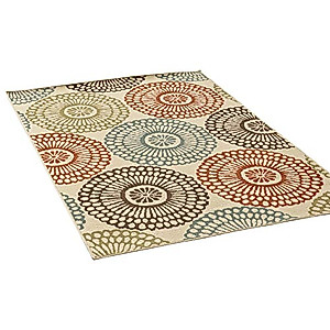 Christopher Knight Home Dahlia Outdoor Floral 8 x 11 Area Rug, Beige/Blue
