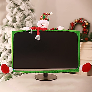 HKEJIAOI Christmas Computer Monitor Decor Indoor Home Office Decoration, Holiday Party Ornament Cute Laptop Border Cover 10 x 24 inch