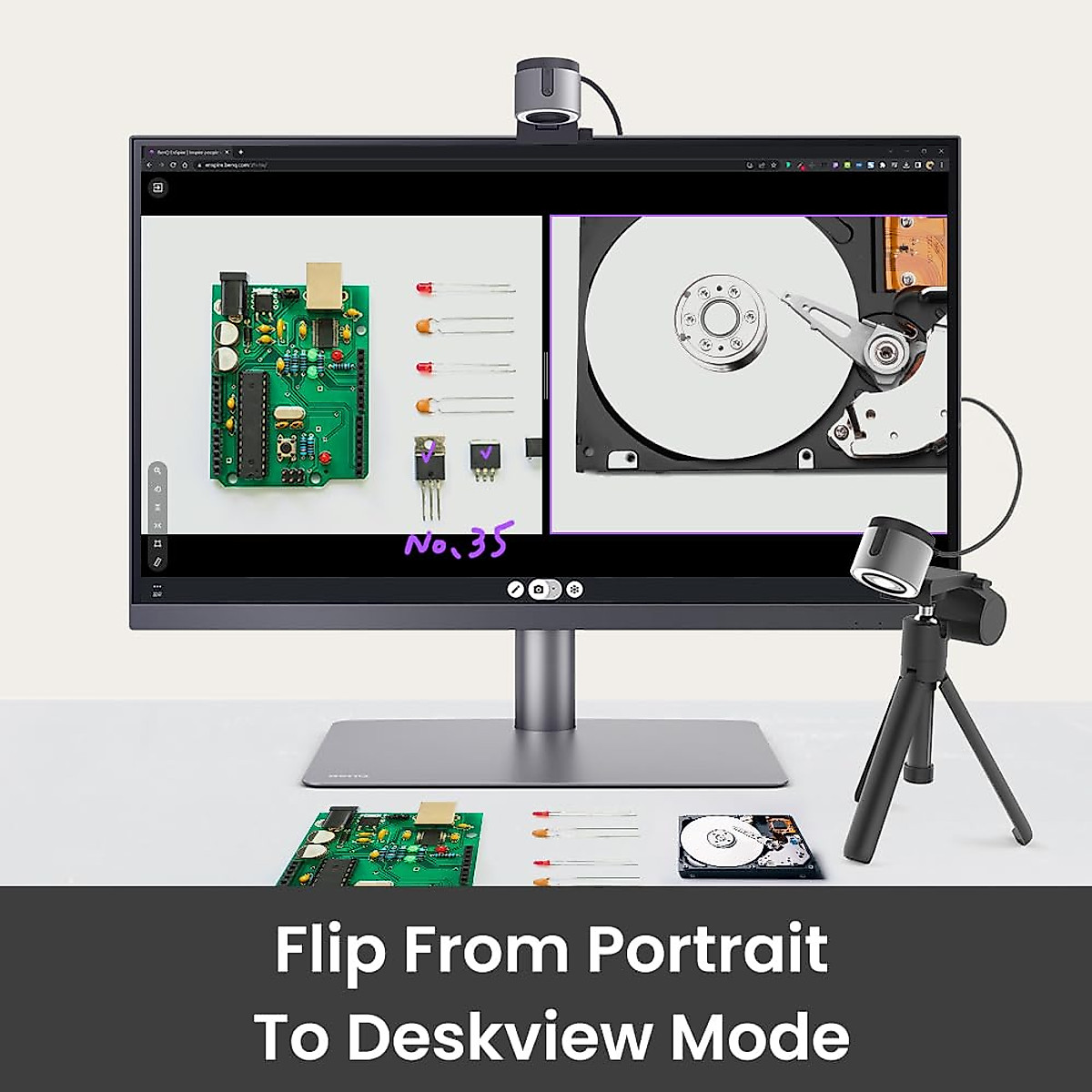 BenQ ideaCam S1 Plus: Live demo Webcam with 15x Zoom Lens, Marco Handheld Document Camera for Flexible Demonstration, Remote Work, and Product Inspection.