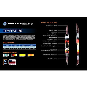 Wilderness Systems Tempest 170 | Sit Inside Touring Kayak | Adjustable Skeg - Phase 3 Air Pro Seating | 17' | Eclipse